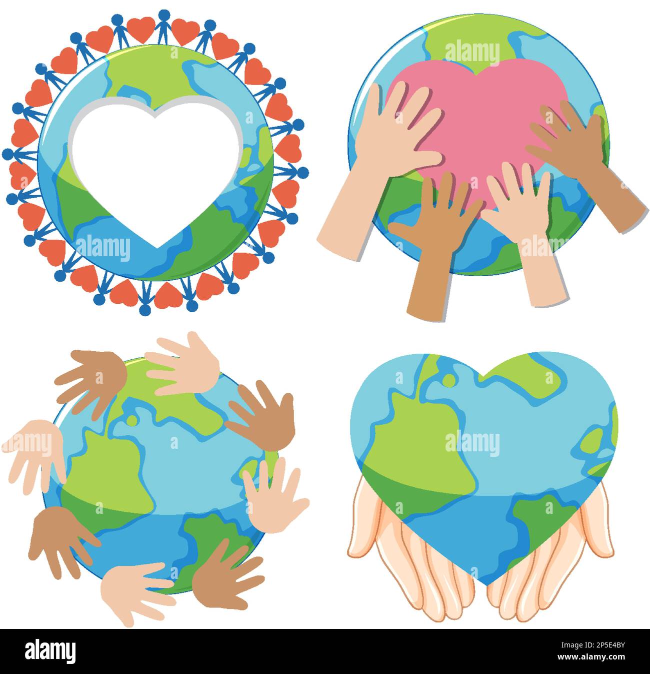 Set of mix heart with earth illustration Stock Vector Image & Art - Alamy