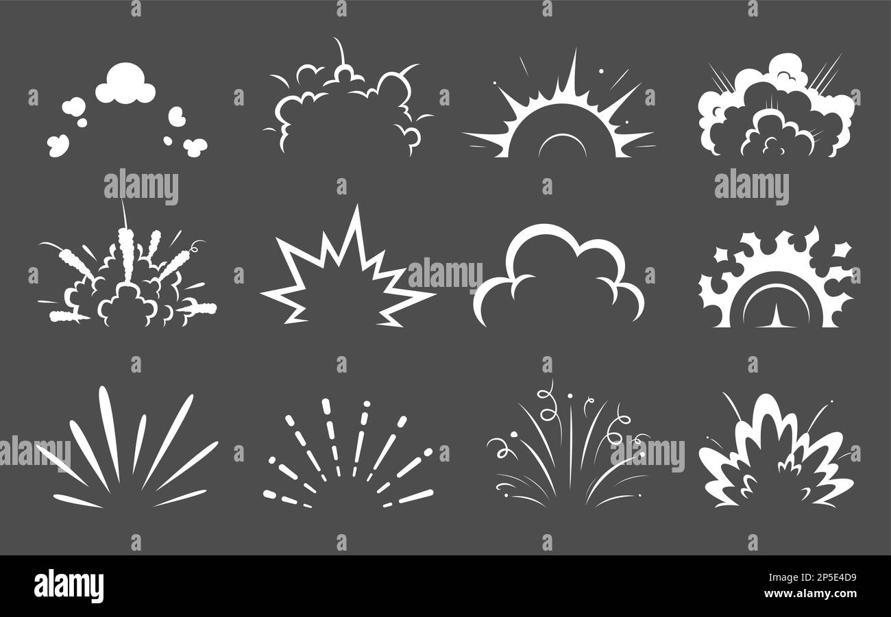 Cartoon bomb explosion and comic clouds of boom blast, explosive effect ...