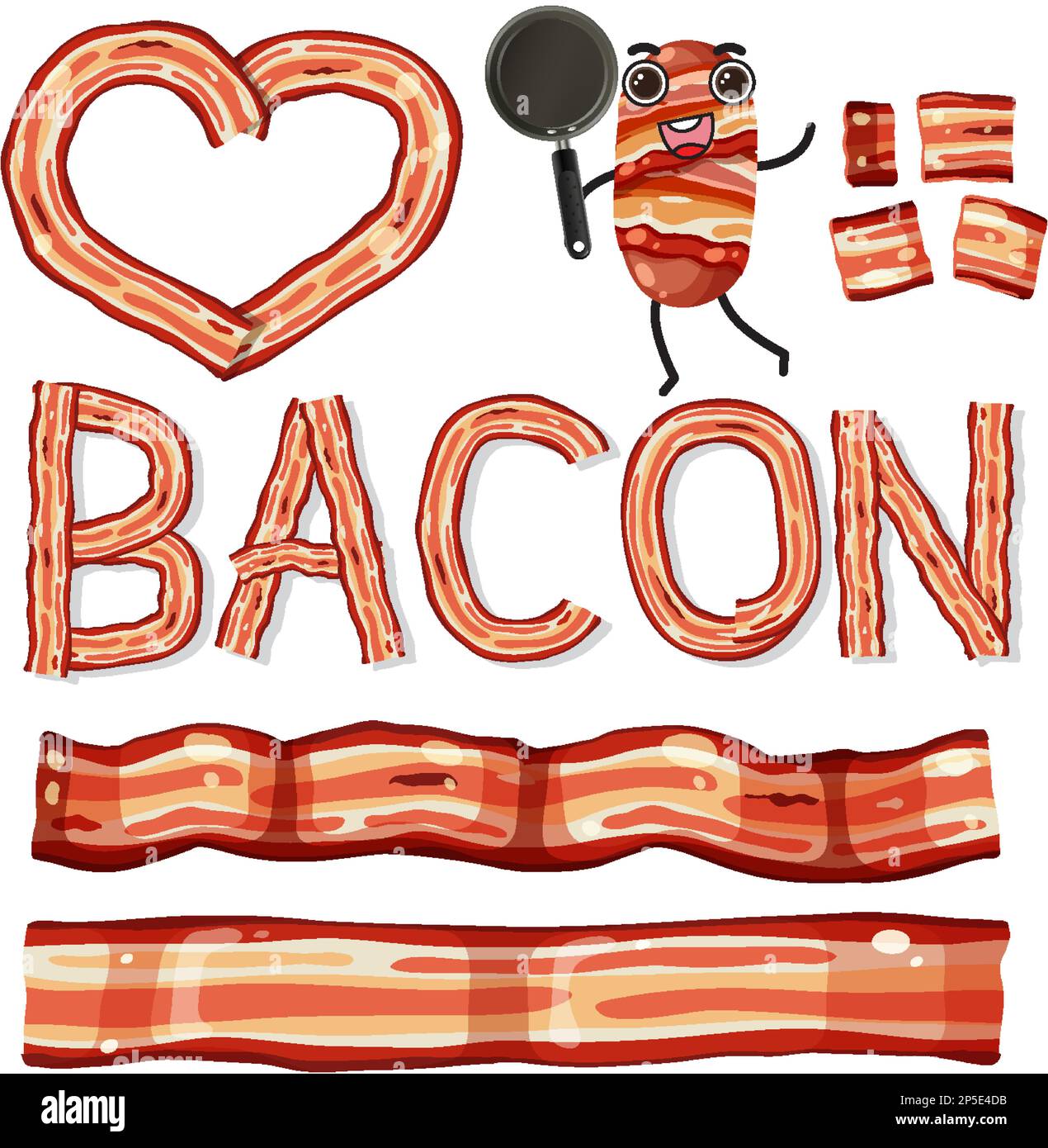 mix set of grilled bacon illustration Stock Vector Image & Art - Alamy
