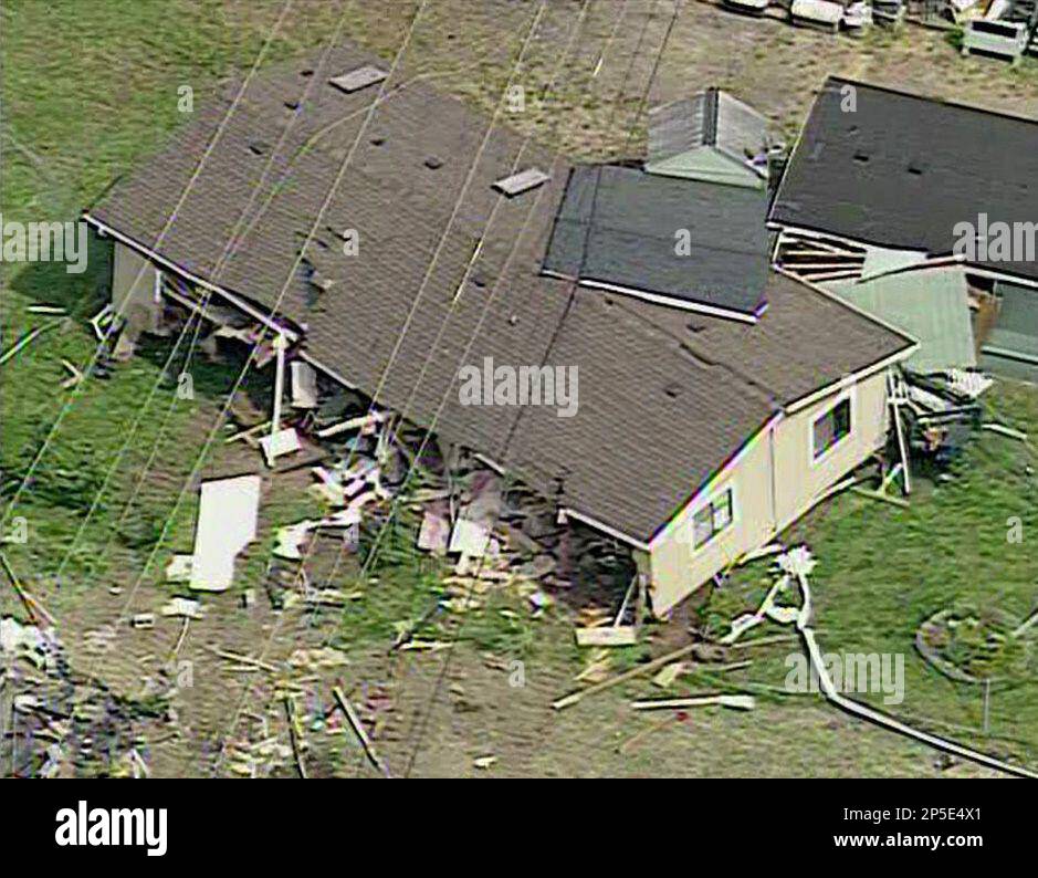 This frame grame from aerial video footage provided by KOMO-TV shows ...