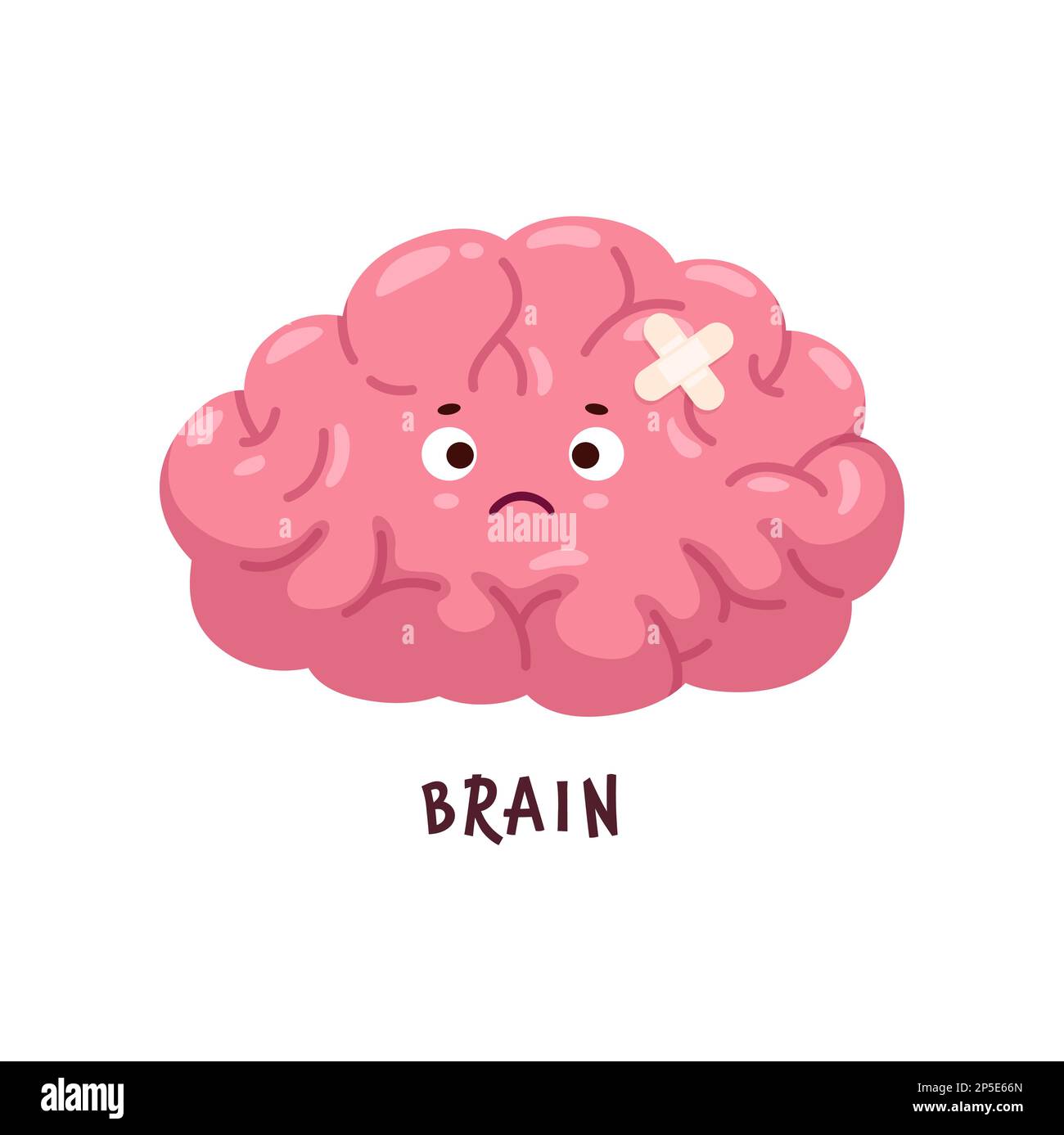 Brain sick, body organ character injured or unhealthy, cartoon vector ...