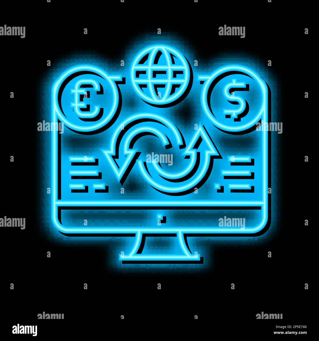 sale or purchase of foreign currency neon glow icon illustration Stock ...