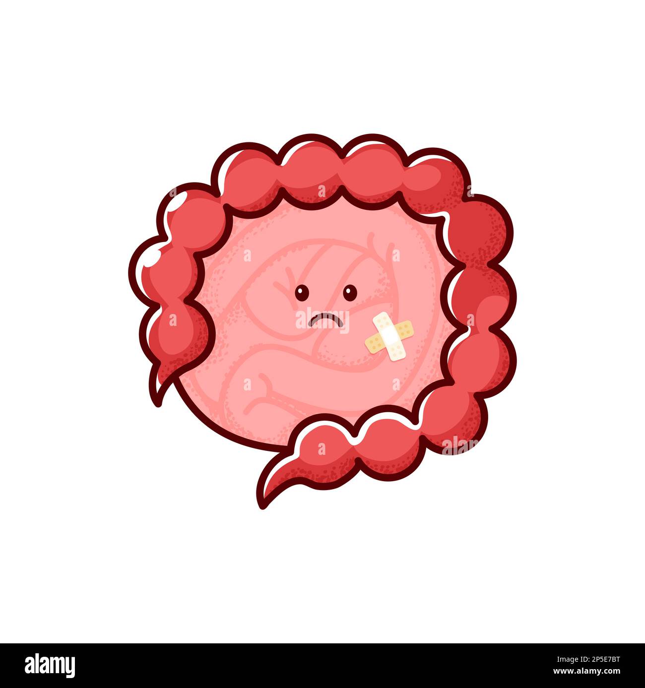 Cartoon sick intestines organ character with vector colon and guts ...