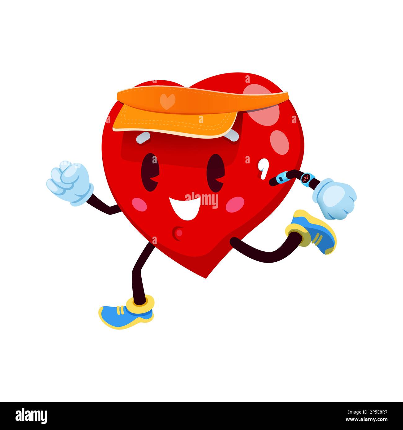 Cartoon running heart character, vector sport exercises. Healthy human ...