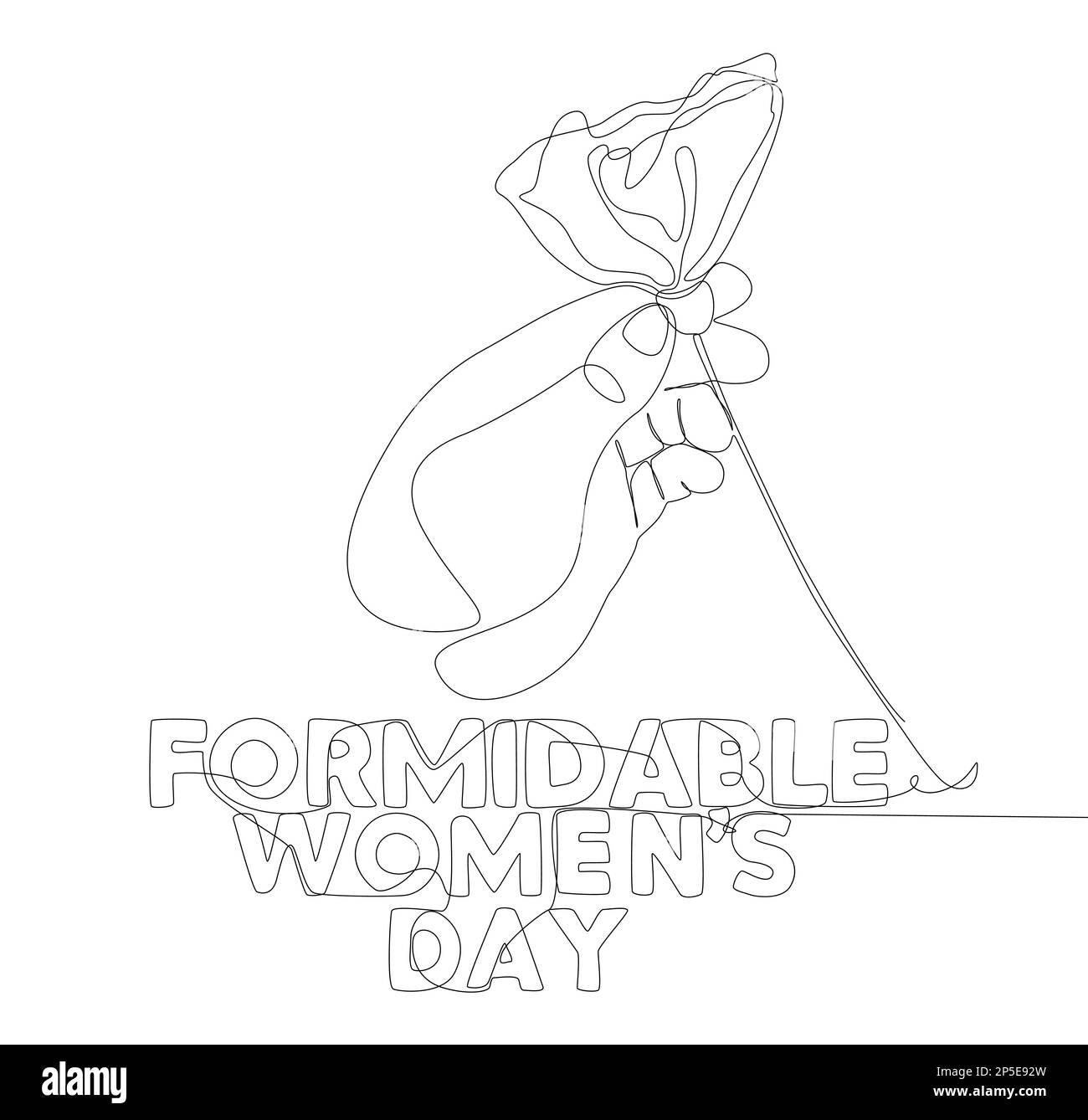 One continuous line of Formidable Women's Day word with flower. Thin ...
