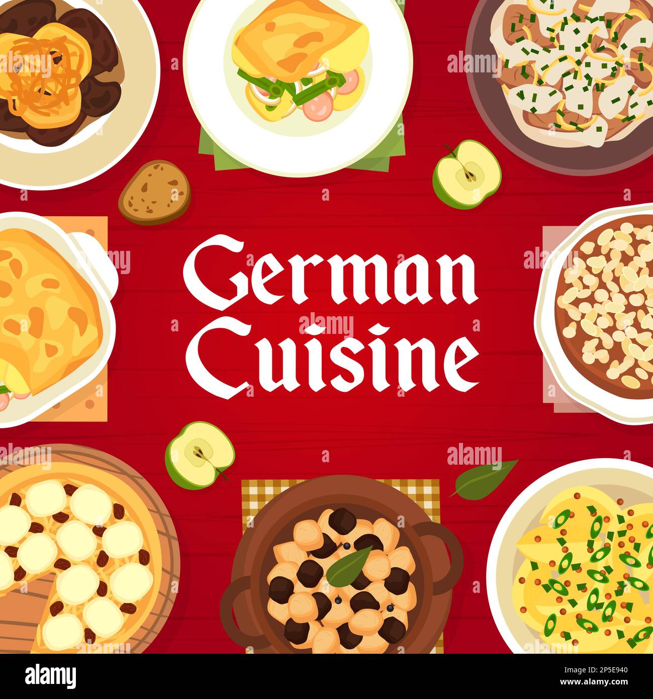 German cuisine menu cover, Germany food dishes and meals, vector ...