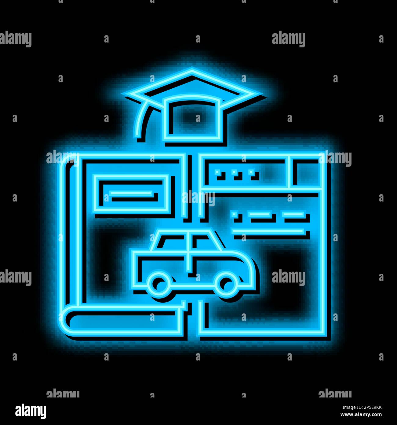 driving educational materials neon glow icon illustration Stock Vector ...