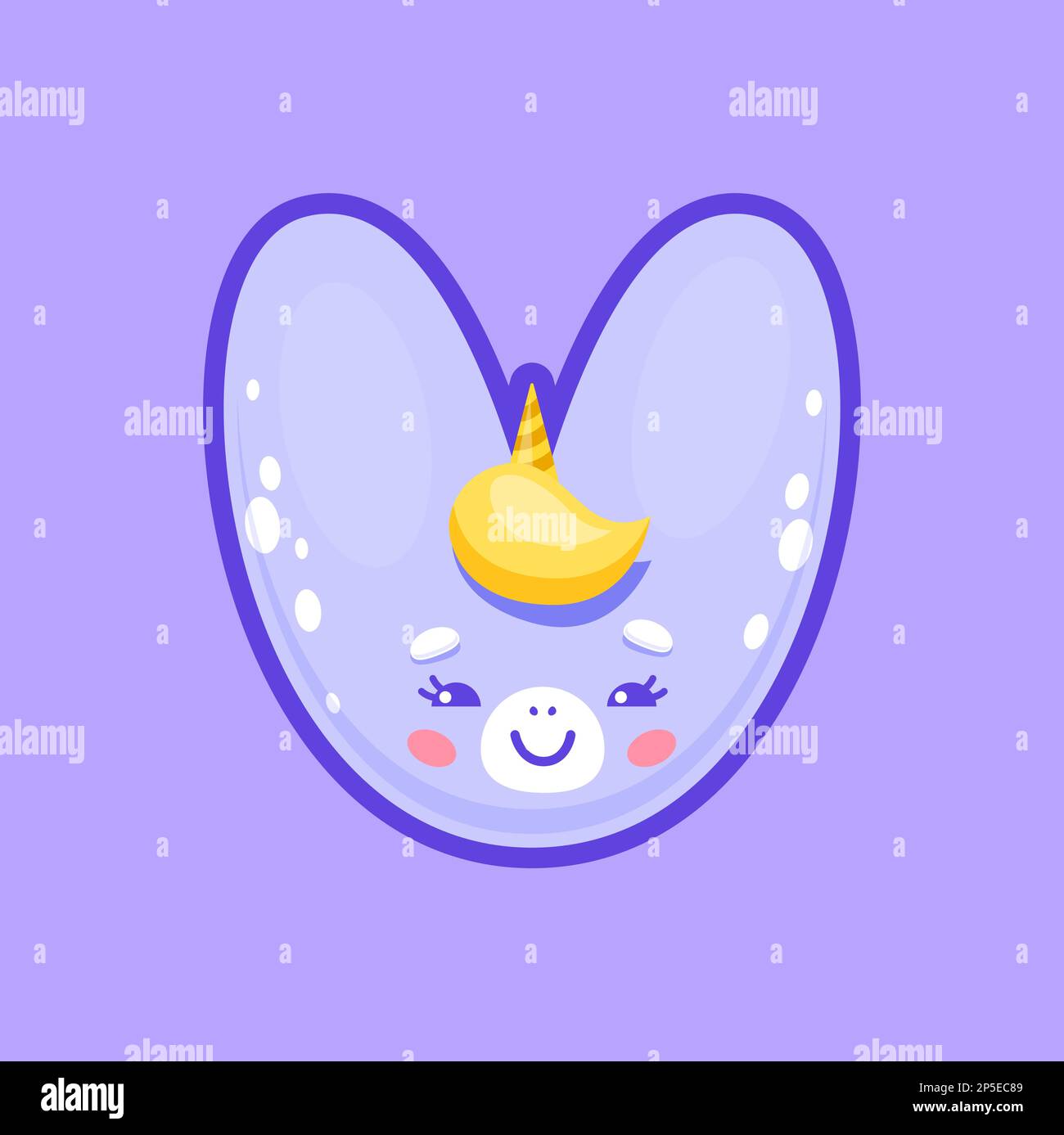 V letter unicorn font ABC, cute horned girlish animal typeset or ...