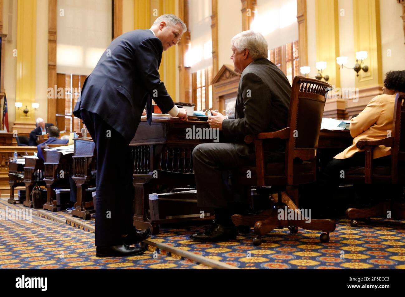 Sen. John Kennedy, R-Macon, left, speaks with Sen. Bill Cowsert, R ...