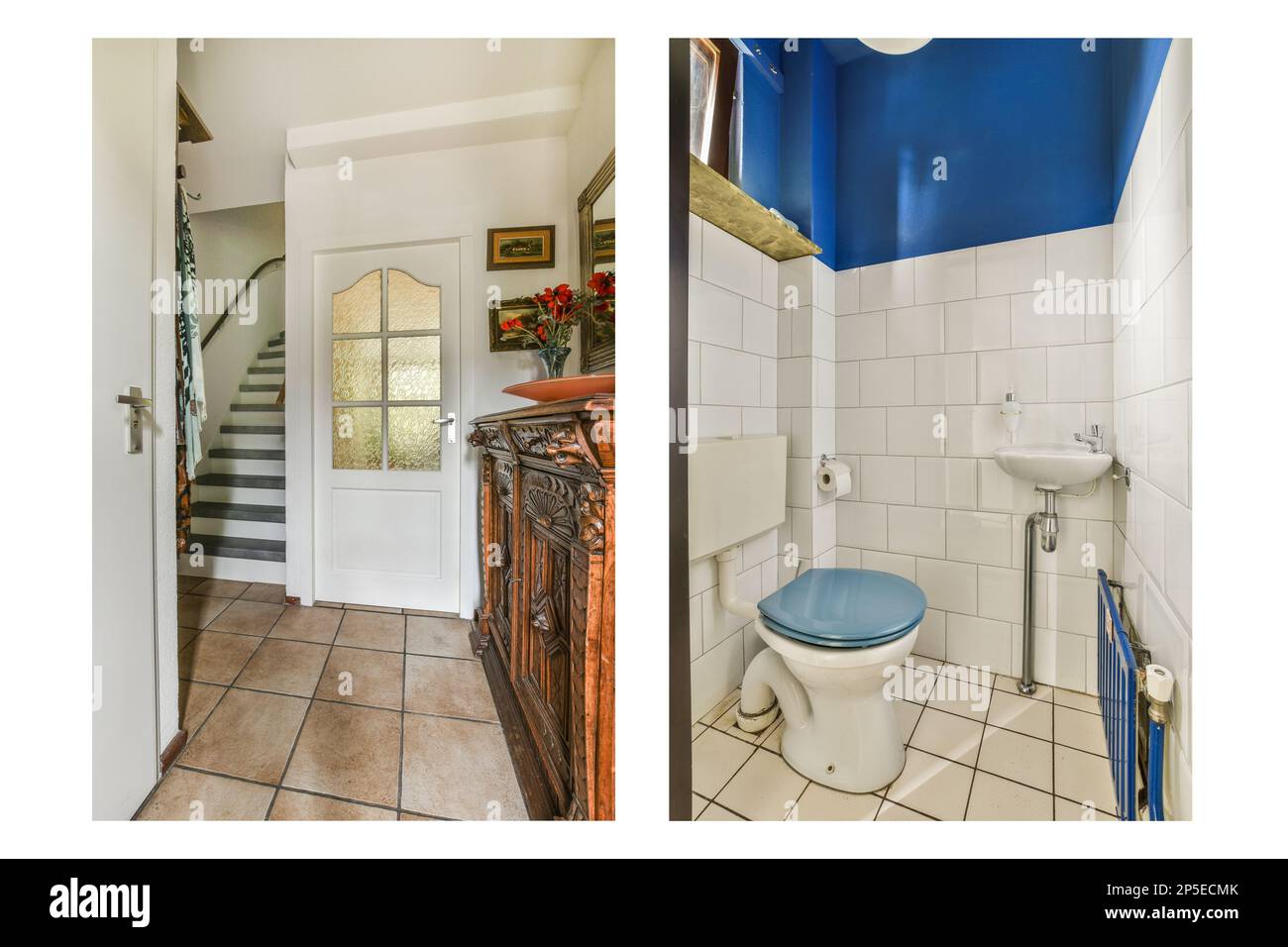 Amsterdam, Netherlands - 10 April, 2021: a bathroom before and after it ...