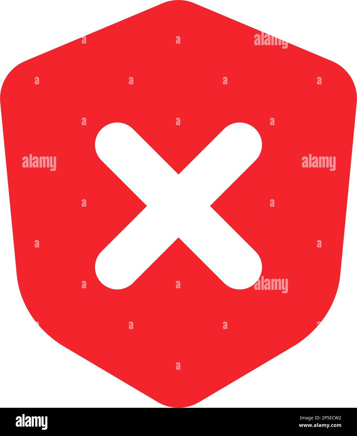 Cross-marked shield icon. Vulnerable security. Editable vector Stock ...