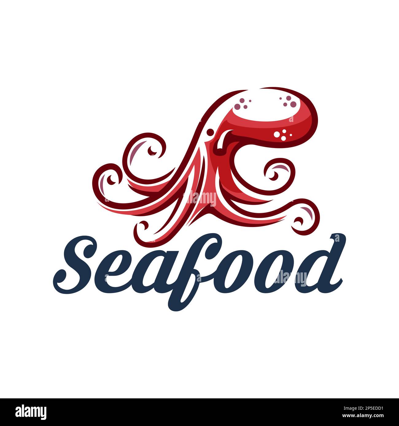 Octopus seafood icon. Restaurant or bar sea food menu, seafood shop or ...