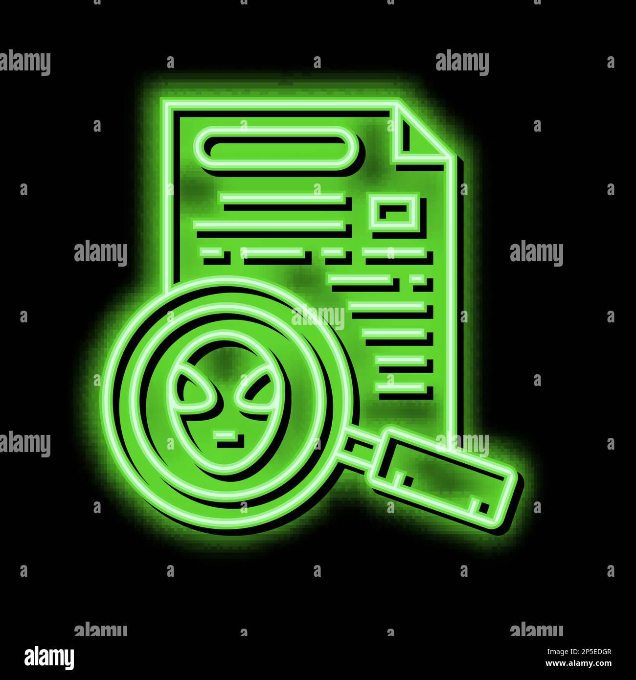 alien discovery document neon glow icon illustration Stock Vector Image ...