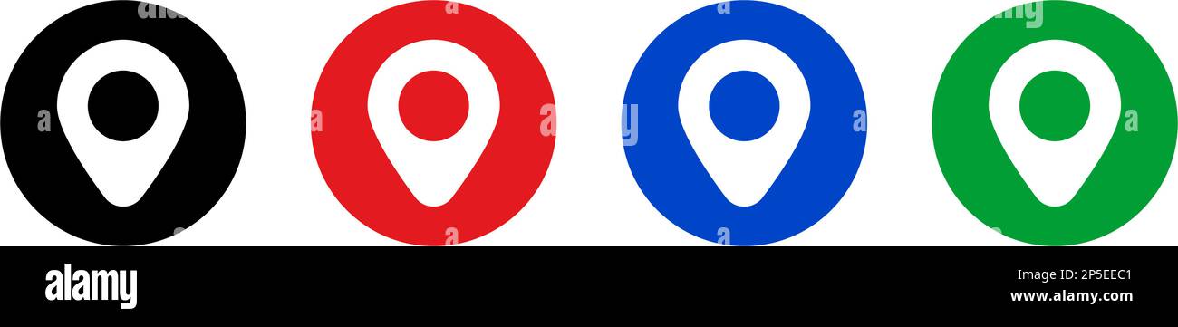 Round map pin icon set. Location pins. Editable vector Stock Vector ...