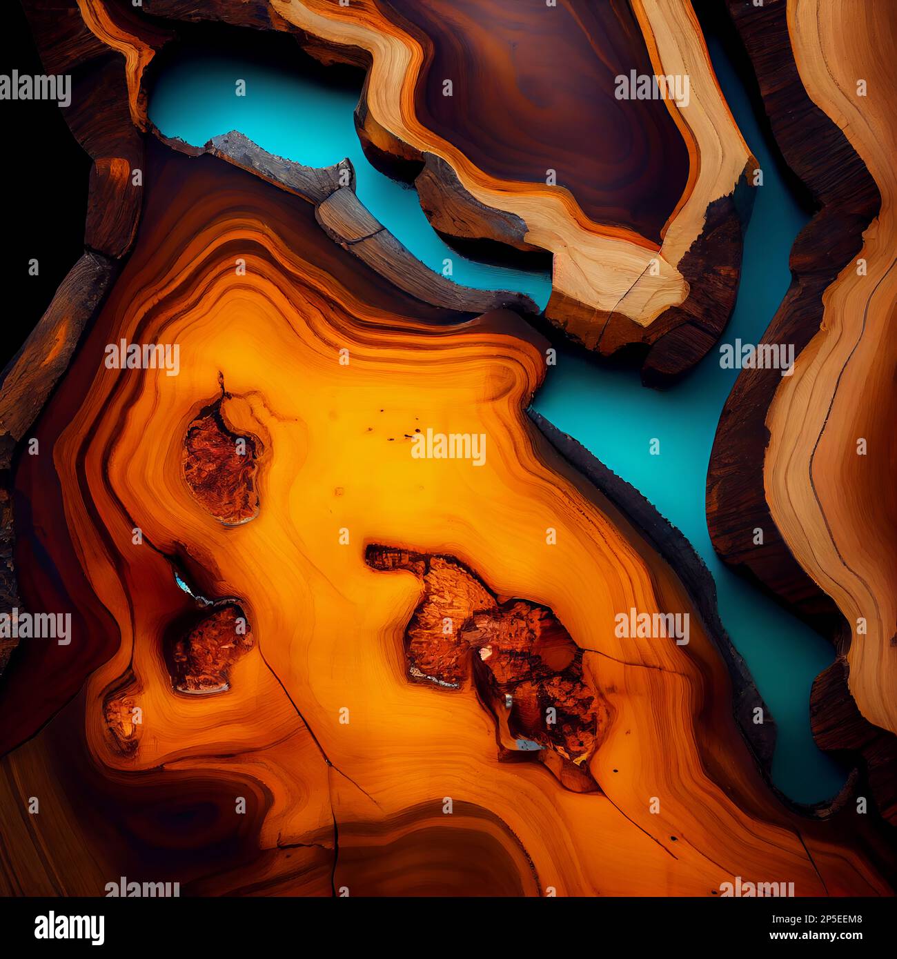 Wood slab with epoxy resin river surface abstract background ...