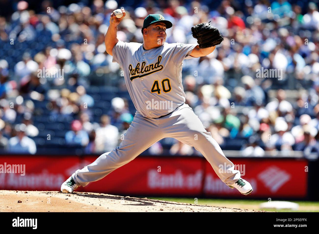 Oakland Athletics starting pitcher Bartolo Colon pitches the ball ...