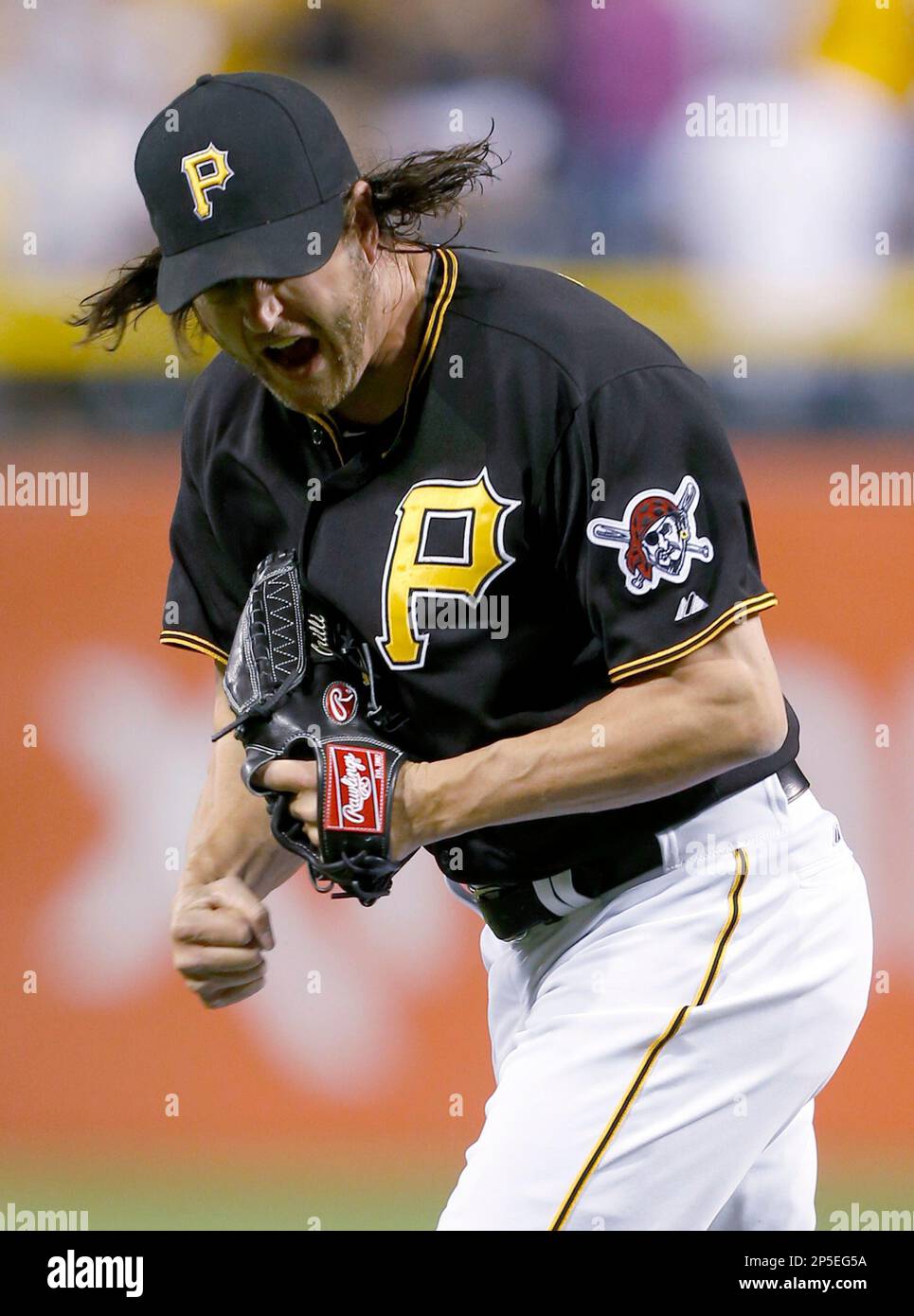Pittsburgh Pirates relief pitcher Jason Grilli celebrates striking out ...