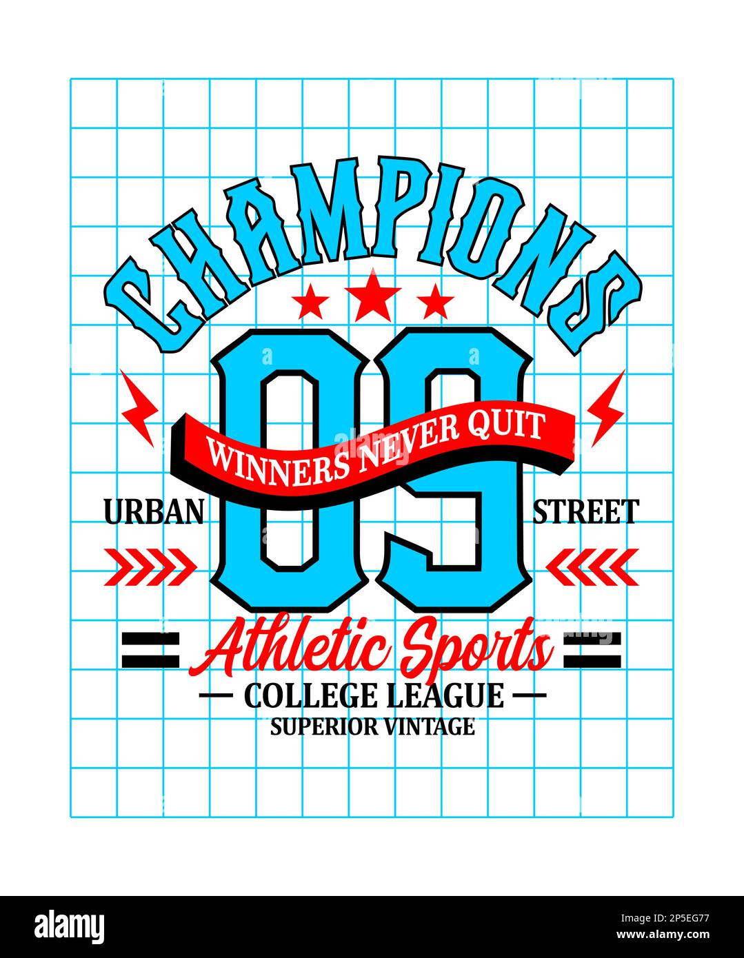 Athletic sports, champions, design graphic for print on t shirts ...