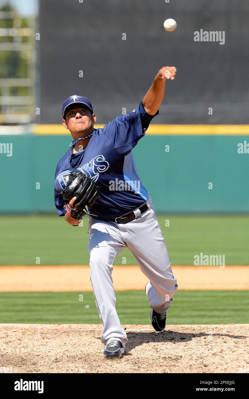 Tampa Bay Rays pitcher Cesar Ramos #27 during a Spring Training game ...