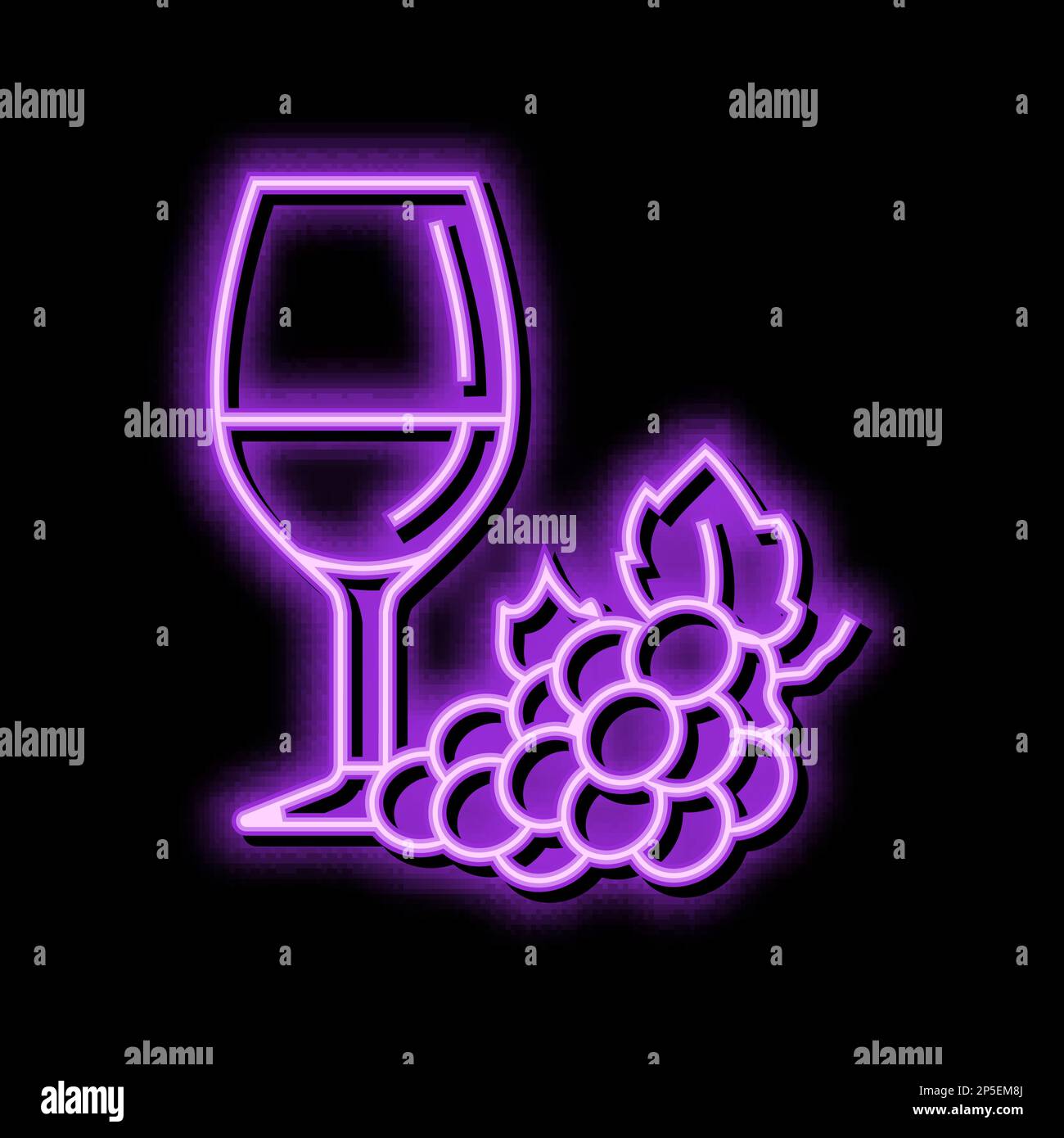 glass wine red grapes neon glow icon illustration Stock Vector Image ...