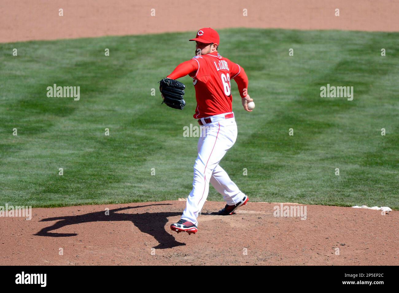 Cincinnati Reds pitcher Sam LeCure #63 during a game against the Miami ...