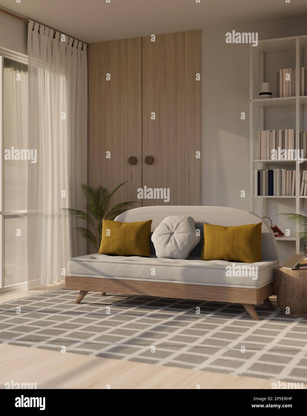 Interior design of contemporary living room with beautiful sofa with ...