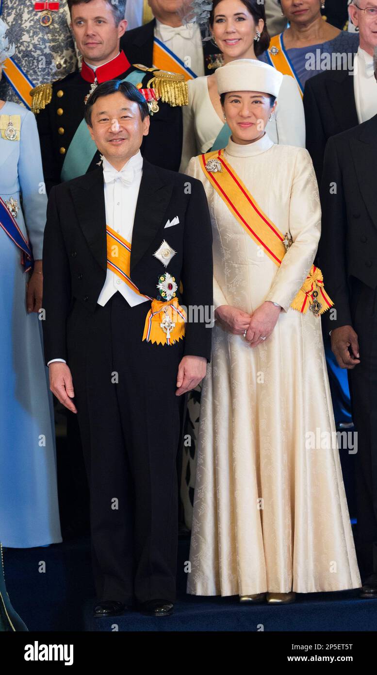 Japan's Crown Prince Naruhito and Crown Princess Masako, front, and ...