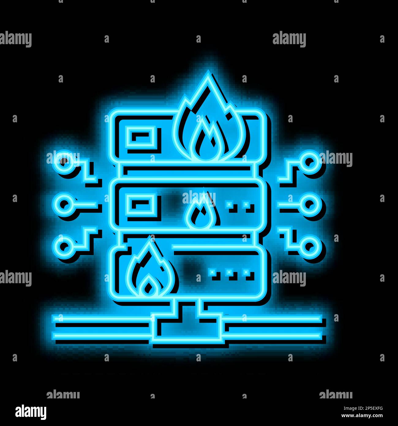 server fire security system neon glow icon illustration Stock Vector ...
