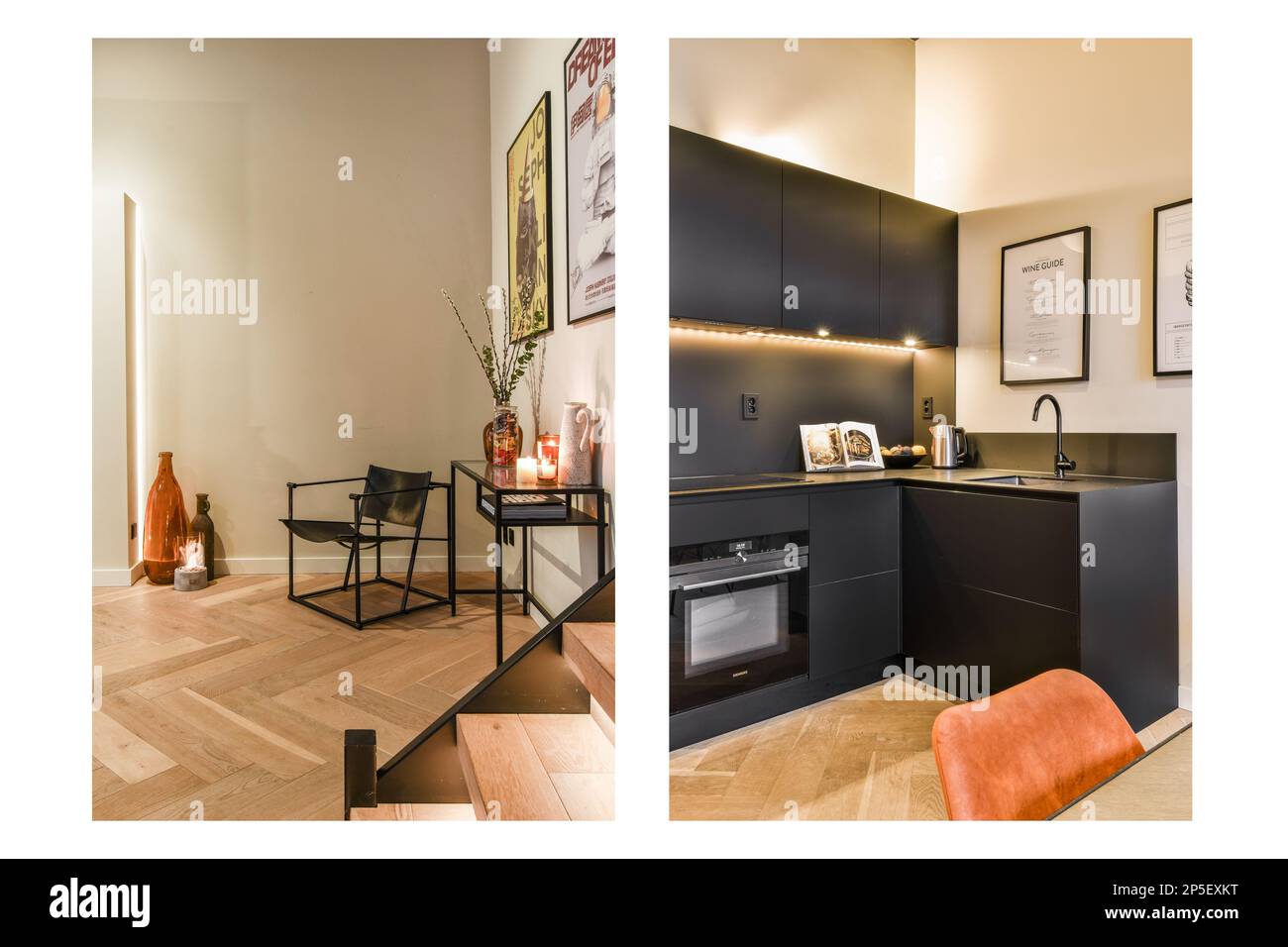 Amsterdam, Netherlands - 10 April, 2021: a kitchen with black cabinets ...