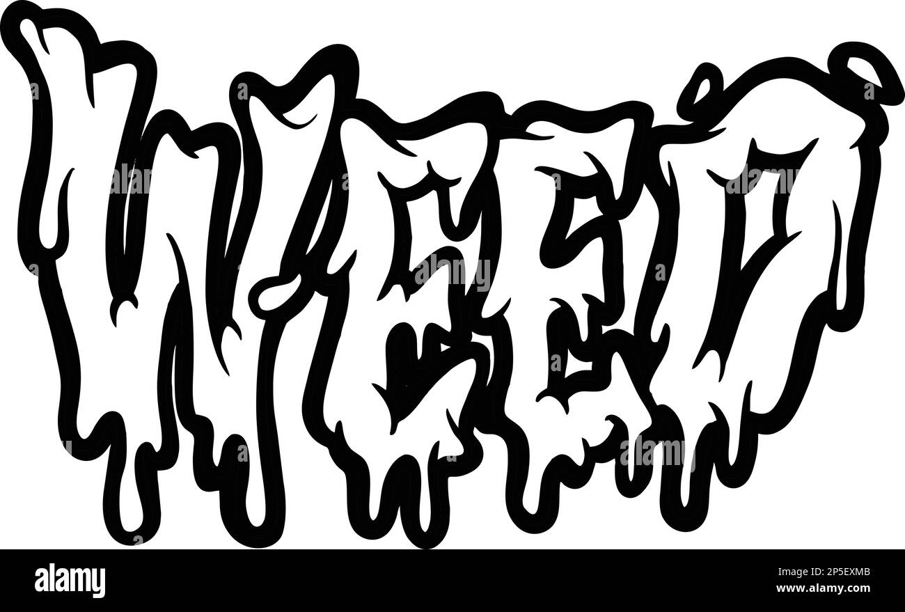 Melting words weed hand lettering text silhouette vector illustrations ...