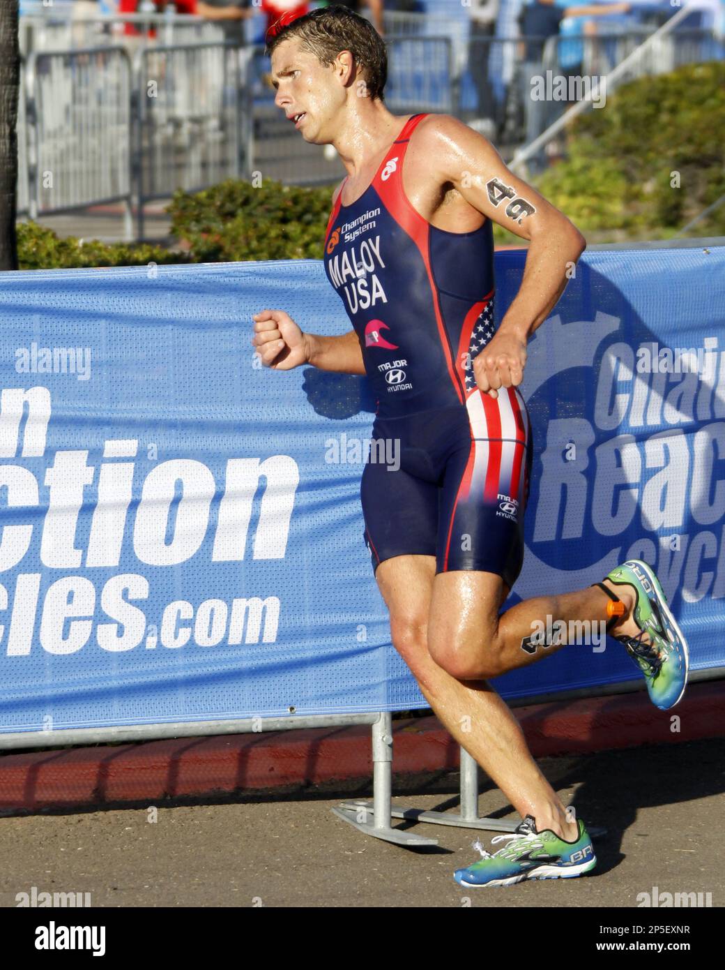 Joe Maloy, of Wildwood Crest, N.J, at the ITU Omegawave World Triathlon ...