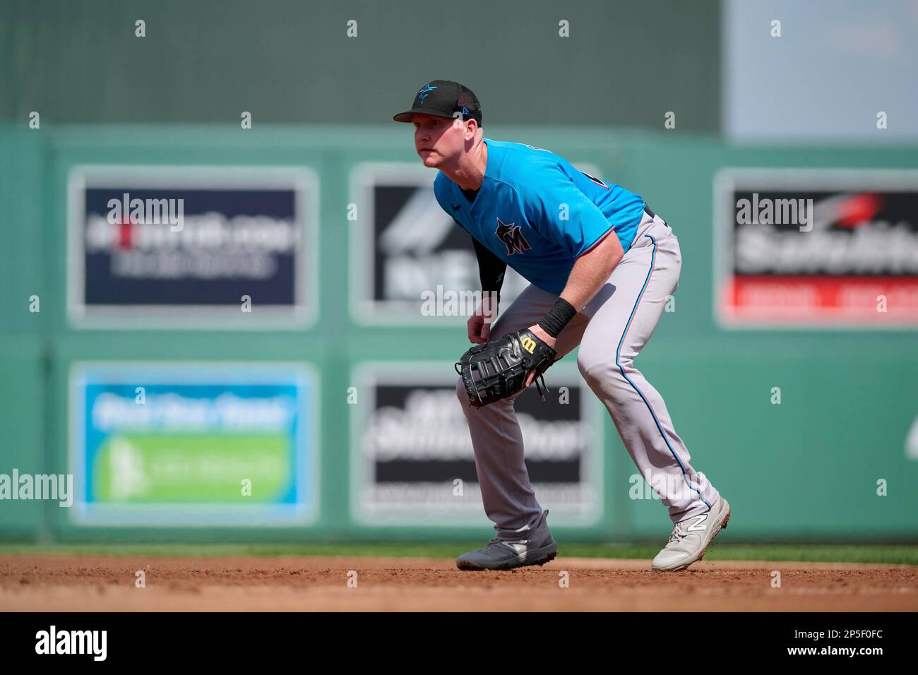 Miami Marlins first baseman Garrett Cooper (26) during a spring ...