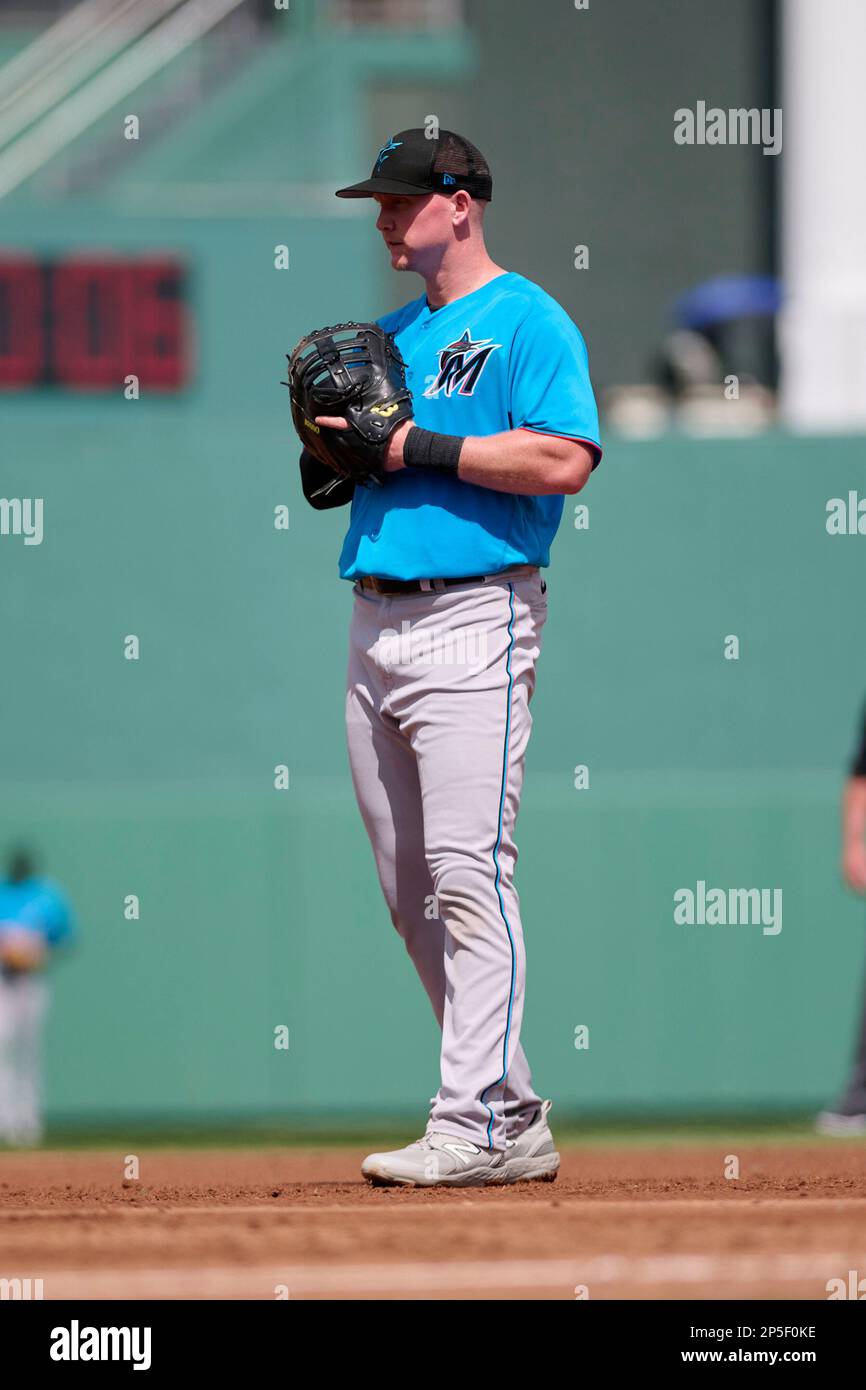 Miami Marlins first baseman Garrett Cooper (26) during a spring ...