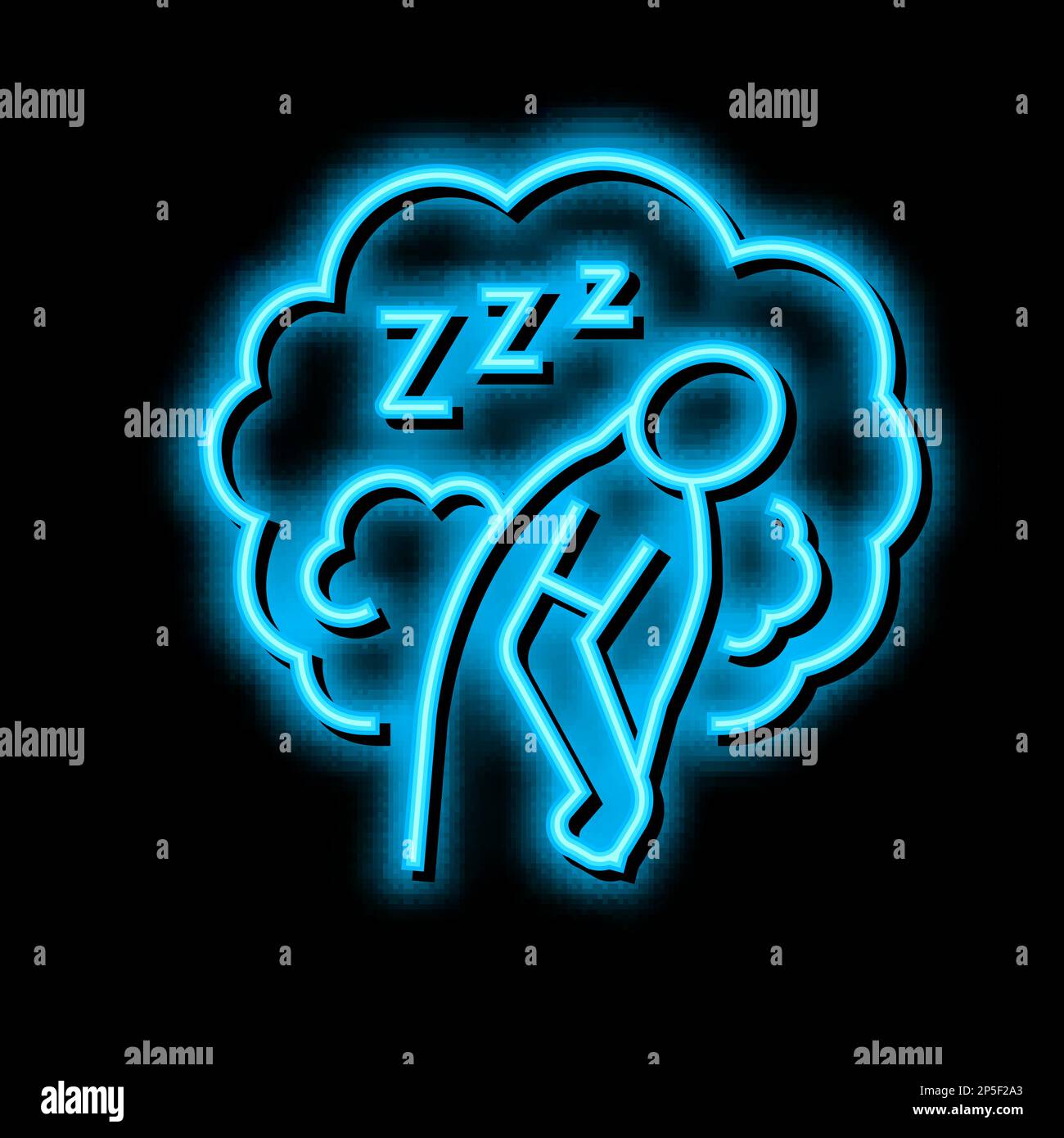 daytime tiredness or sleepiness neon glow icon illustration Stock ...