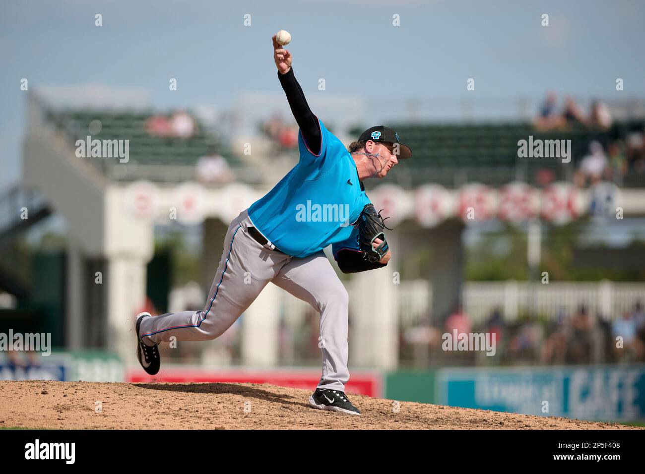 Miami Marlins pitcher Dylan Bice during a spring training baseball game ...