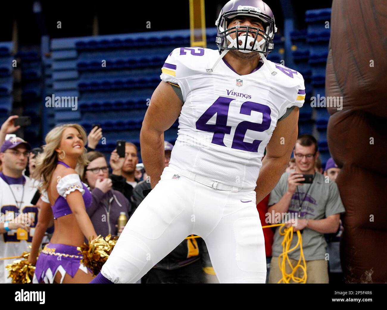 Minnesota Vikings fullback Jerome Felton (42) smiles during the ...