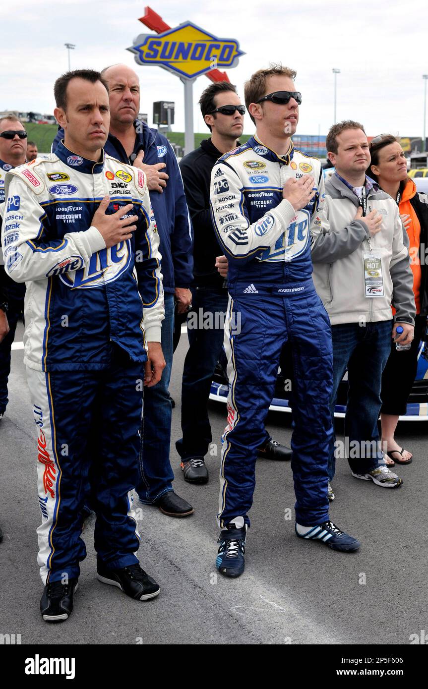 Brad Keselowski (right) and Paul Wolfe (left) during the NASCAR Sprint ...