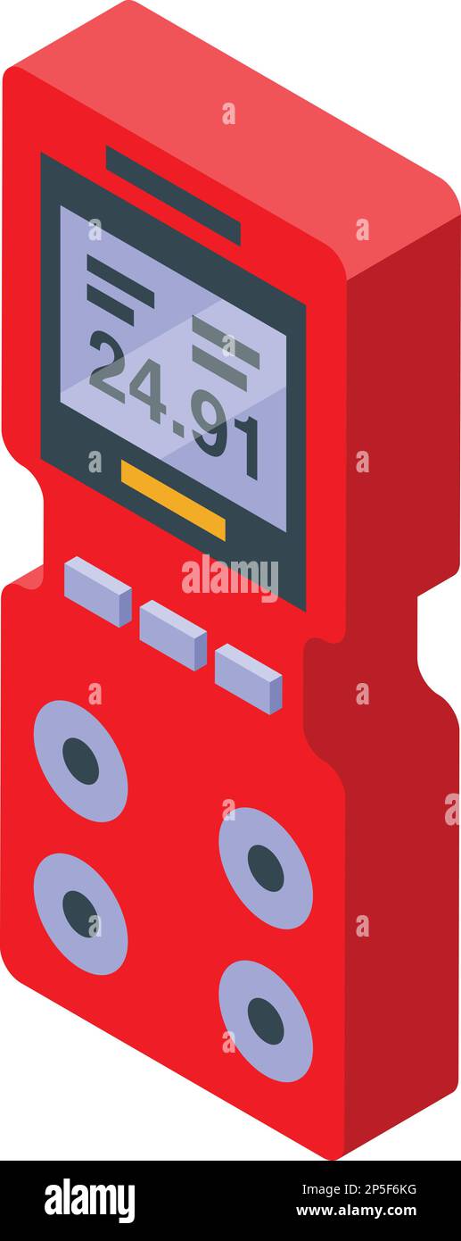 Red gas detector icon isometric vector. Meter instrument. Home monitor ...
