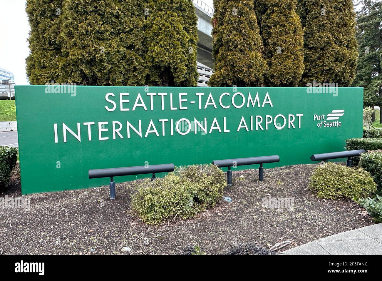 A Port of Seattle sign at the Seattle Tacoma International Airport ...