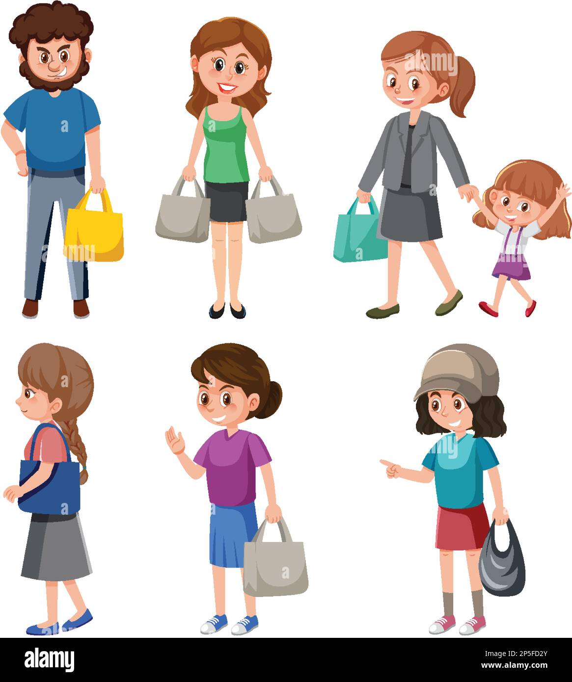 Set of cartoon character shopping illustration Stock Vector Image & Art ...