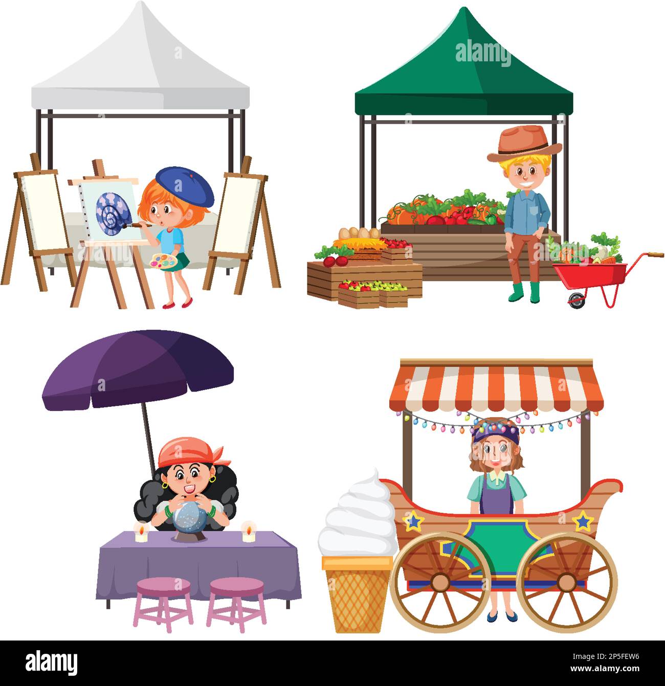 Set of flea market and shop element illustration Stock Vector Image ...