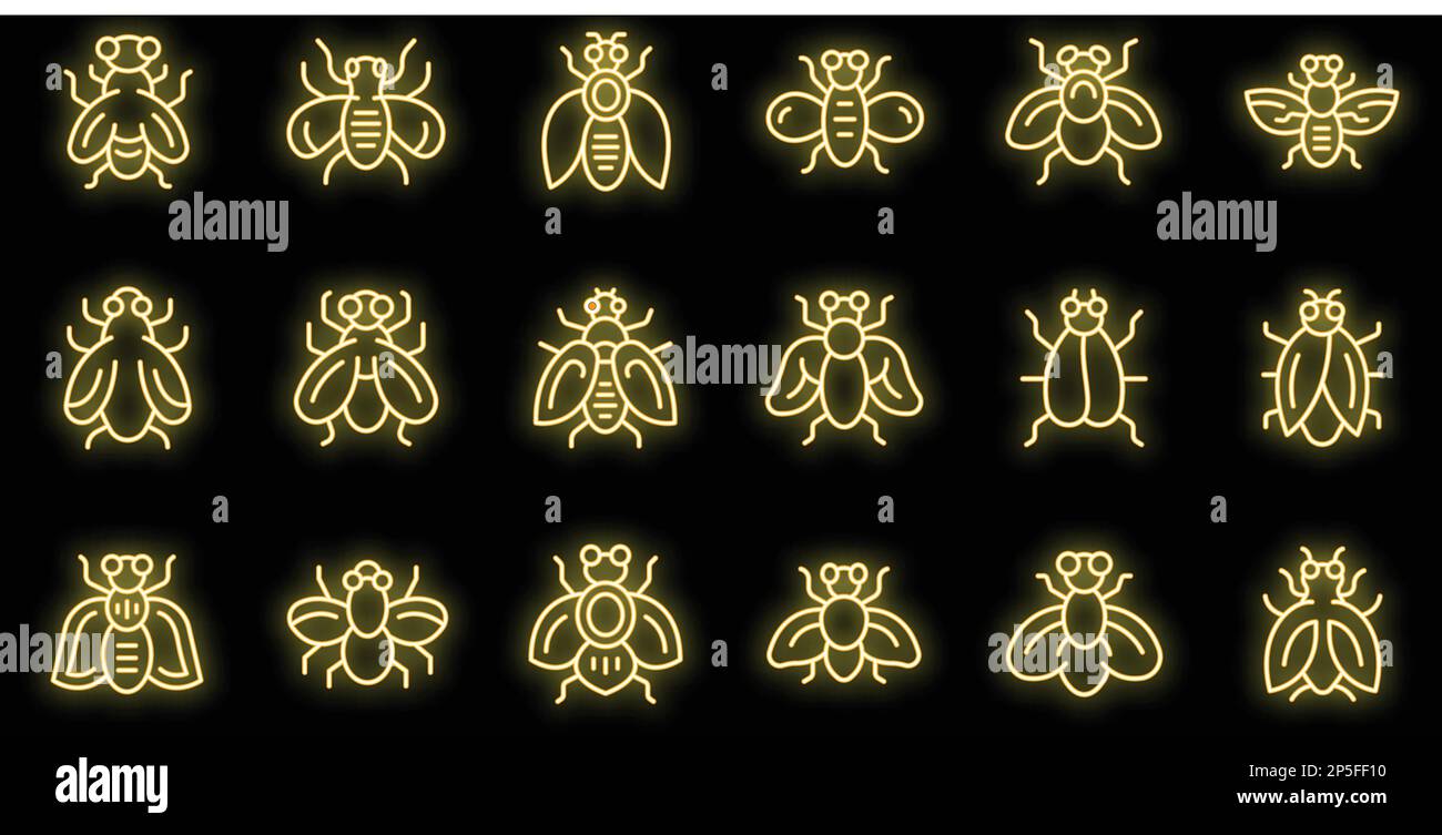 Tsetse fly icons set outline vector. Dangerous insect. House animal ...