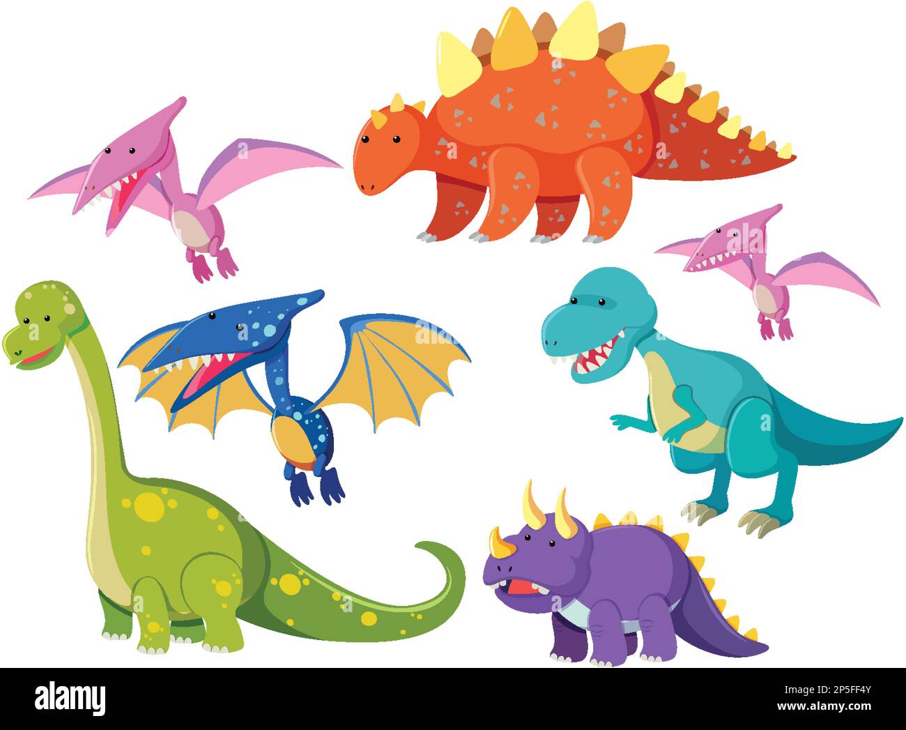Set of dinosaur cartoon character illustration Stock Vector Image & Art ...