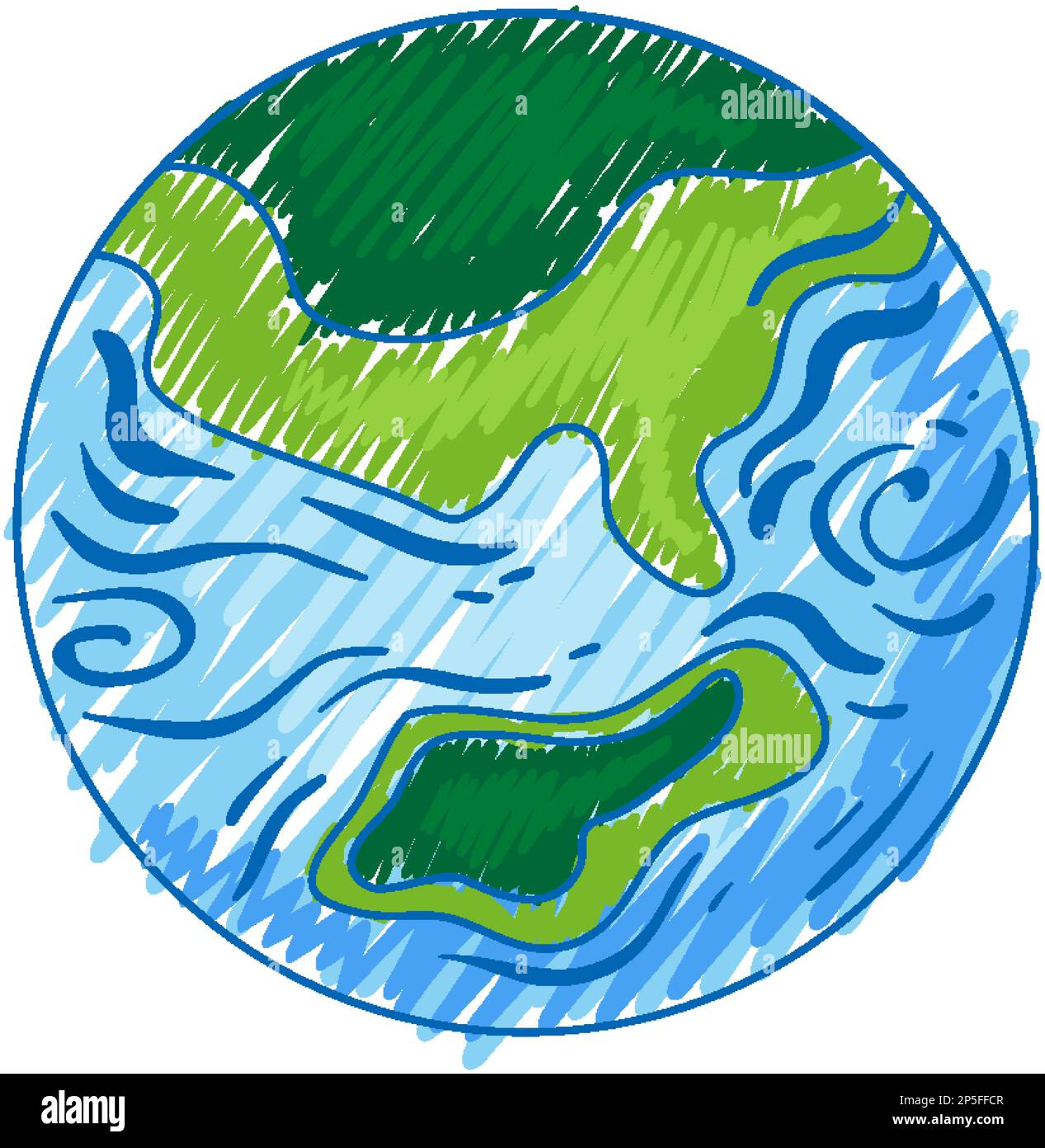 Earth pencil colour child scribble style illustration Stock Vector ...