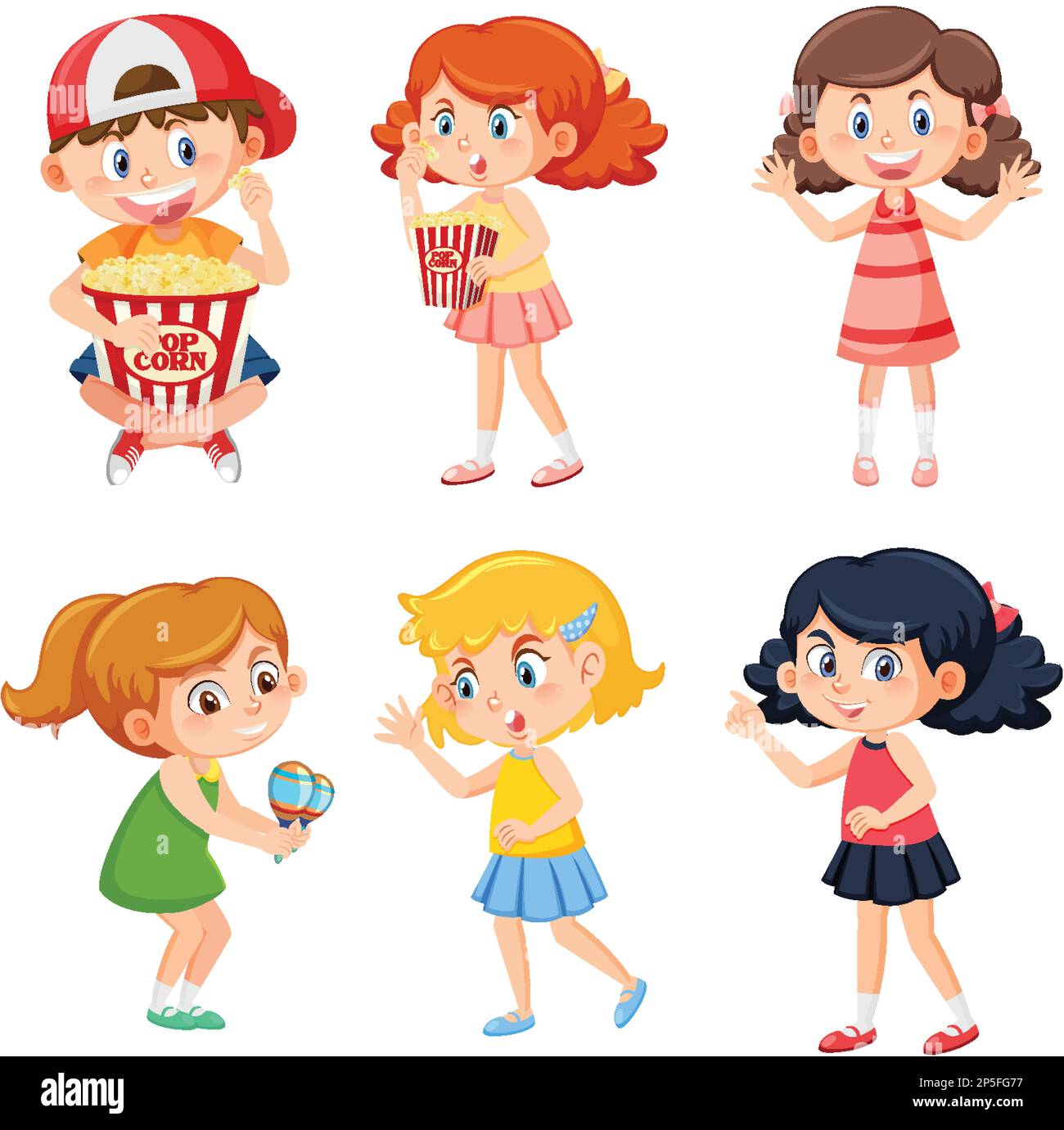 Set of cute children cartoon character illustration Stock Vector Image ...