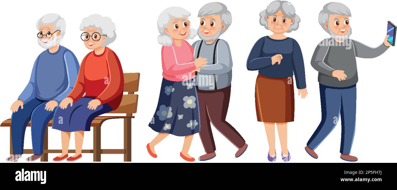 Set of old people characters illustration Stock Vector Image & Art - Alamy