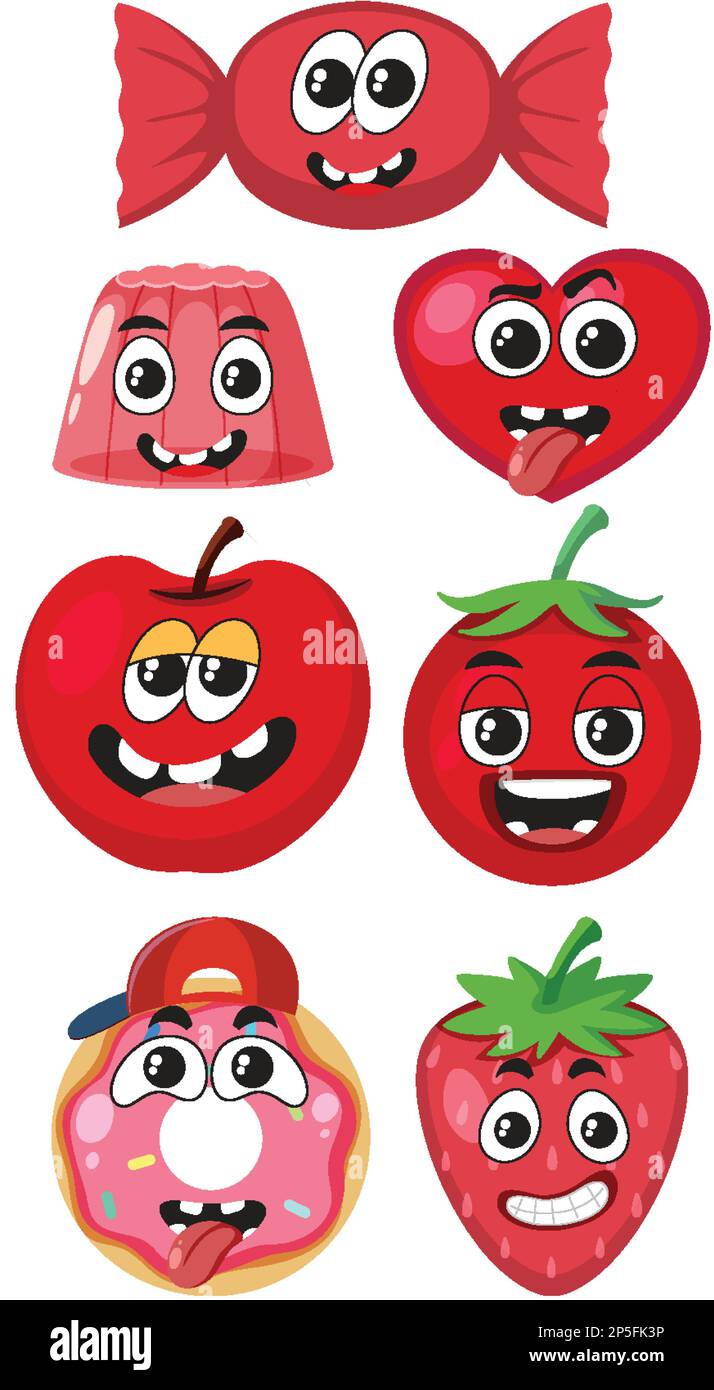 Set of red colour food illustration Stock Vector Image & Art - Alamy