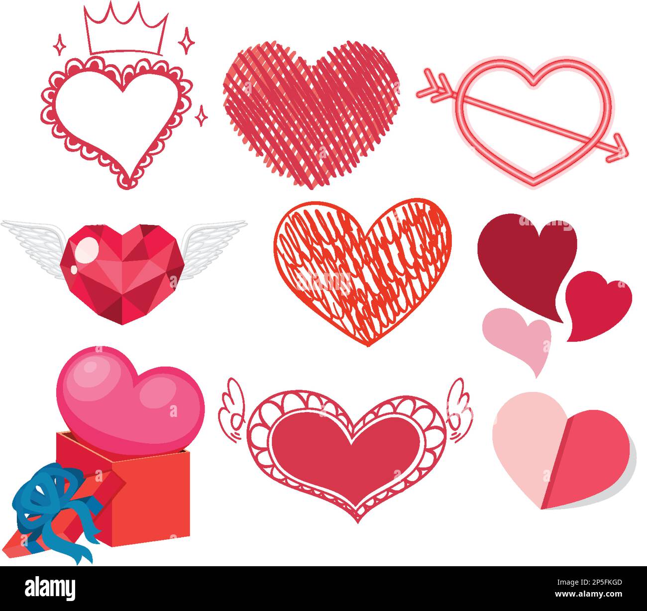 Set of red heart illustration Stock Vector Image & Art - Alamy
