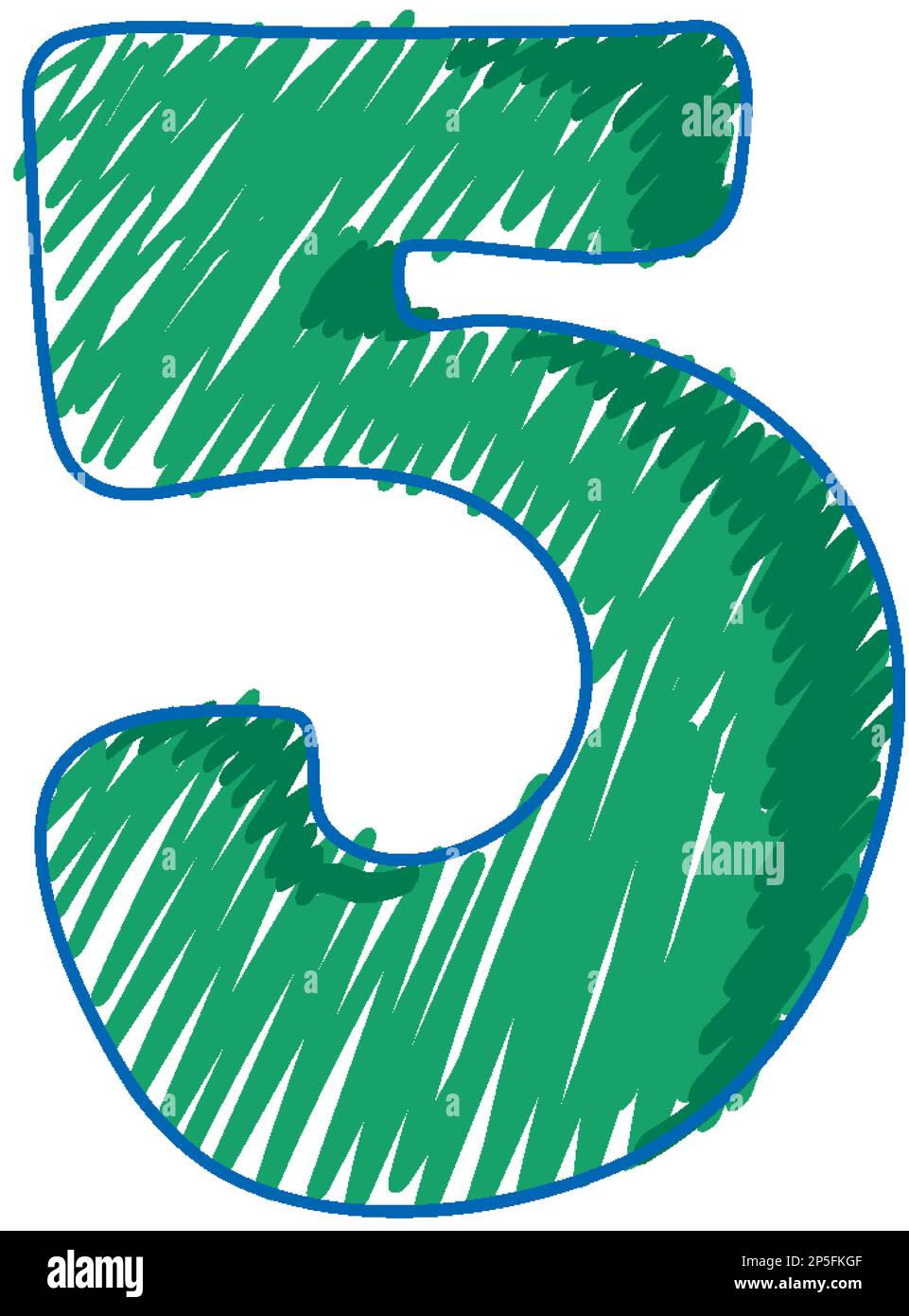 Number five in pencil colour sketch simple style illustration Stock ...