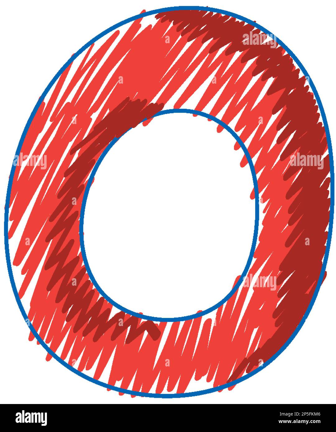 Number zero in pencil colour sketch simple style illustration Stock ...